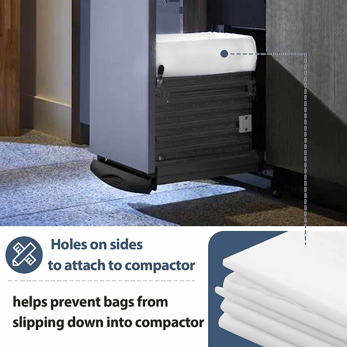 Upgraded 15-inch Heavy Duty Trash Compactor Bags, Compatible with Kenmore Compactor, Fits Kenmore and Other 15-inch Rectangular Drawer Compactors, pack of 60 Bags, White Plastic Trash Compactor Bags