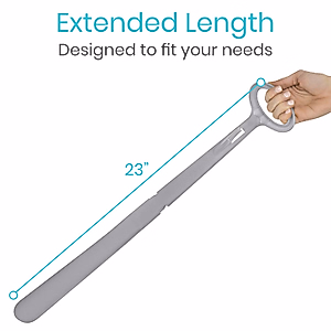 Vive Long Shoe Horn with Handle for Seniors (23") - Sock Remover and Long Handled Shoehorn for Men & Women - Boot, Shoe Helper and Sock Aid - Adjustable Extra Reach with Patent-Pending Foldable Design