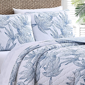 Tommy Bahama - Twin Quilt Set, Reversible Cotton Bedding with Matching Sham, Lightweight Home Decor for All Seasons (Kayo Blue, Twin)