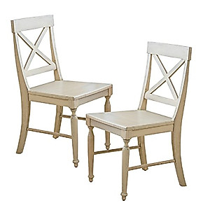 Christopher Knight Home Rovie Acacia Wood Dining Chairs, 2-Pcs Set, Antique White