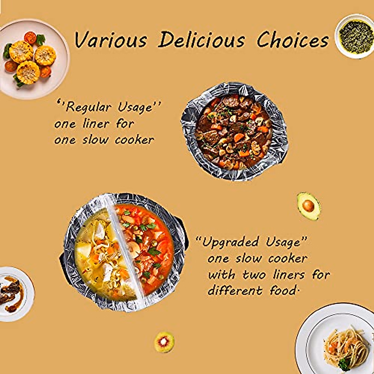 32 Bags Slow Cooker Liners, Disposable Multi Use Cooking Bags,Large Size Fit 3QT to 8QT, Plastic Bags for Slow Cooker, Pans, Aluminum Cooking Trays, BPA Free-13 x 21 Inches