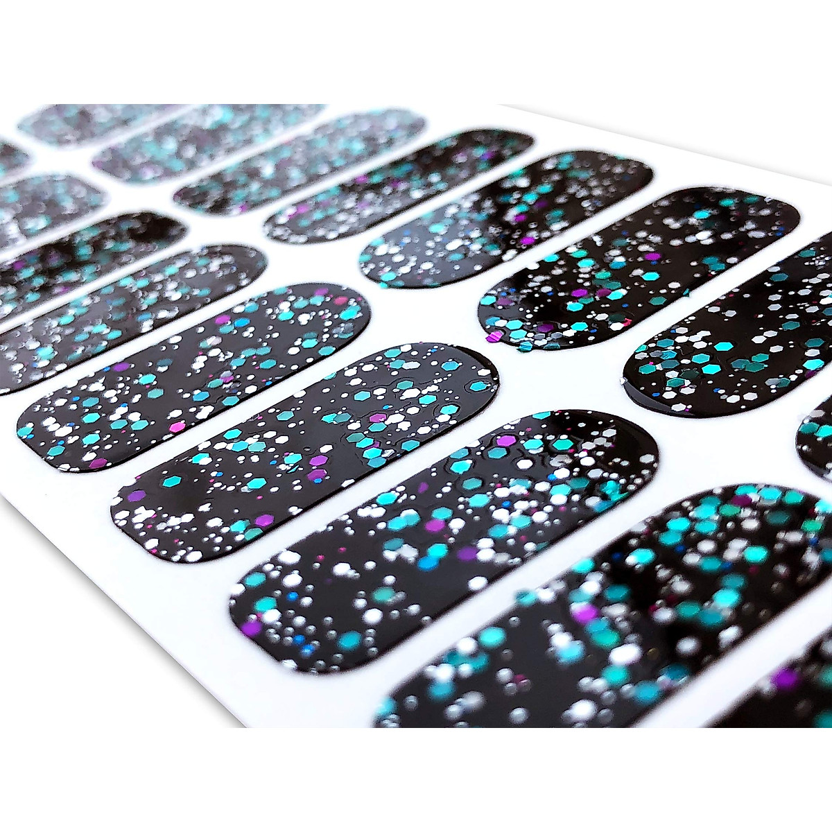 TOUGH GIRLS | Nail Polish Strips | 20 Stylish Strips | Brighter, Thicker, Tougher | Includes Cuticle Stick, Nail File, & Nail Wipes (Black & Sparkles)