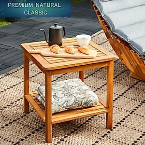 cucunu Outdoor Side Table 18x18 for Patio & Garden with Extra Storage - Small Adirondack Square Table Wooden End Table, Porch Tables