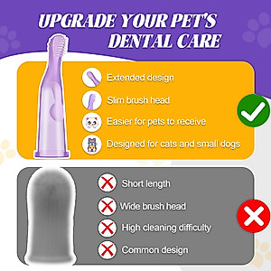 Cats & Puppies Finger Toothbrush-Extended design fits fingers up to 0.82” wideR, designed for kittens and puppies, Finger Toothbrush for Dogs, comes with self-adhesive naming and dental health card