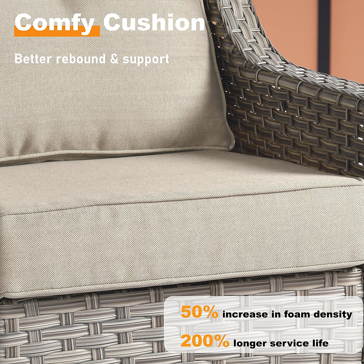 XIZZI Wicker Outdoor Furniture Patio Furniture Set - Patio Conversation Set,Outside Rattan Sofa Set for Garden,Poolside,Backyard,Deck (Beige, 8PCS,9 Seats+Coffee Table)