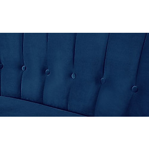 Jennifer Taylor Home Becca Channel and Button Tufted Settee, Navy Blue