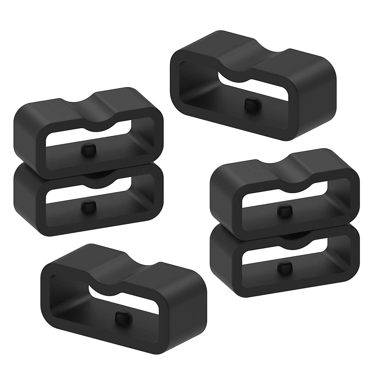 FitTurn Band Keeper Strap Loop Fastener Rings Compatible with BIGGERFIVE Vigor 2 L Fitness Tracker Watch Bands -Black (6 of Pack) Rubber Replacement Loop Rings