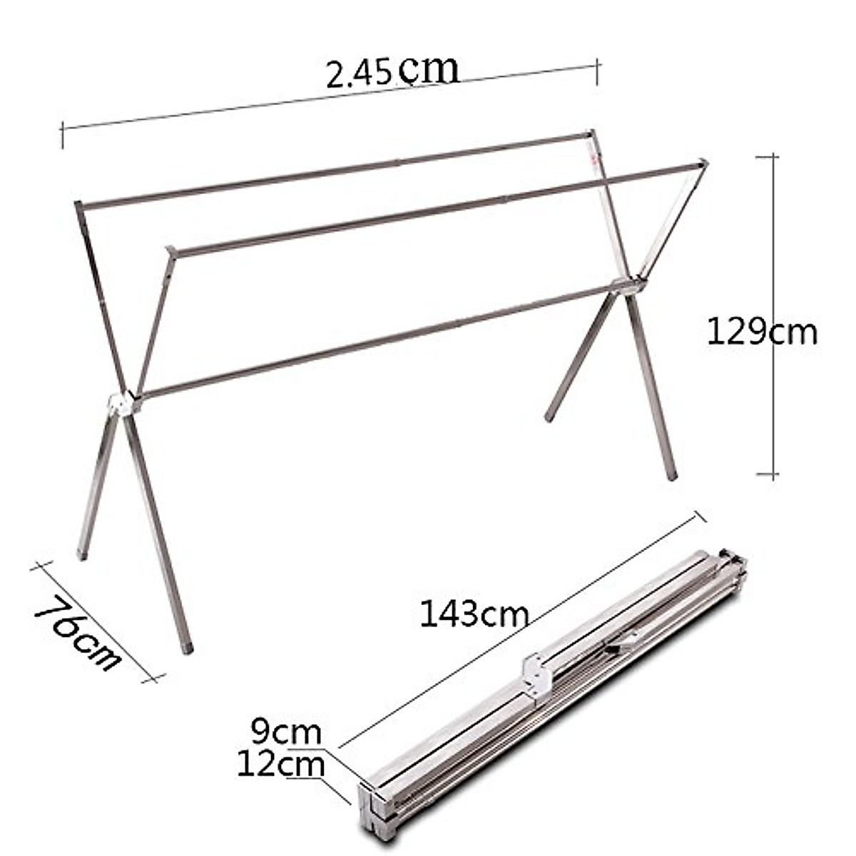 iEllevie Foldable Double Rods Stainless Steel Expandable Clothes Drying Rack 55 to 95 Inch