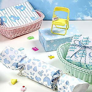 RUSPEPA Wrapping Tissue Paper - Blue Baby Boy Design Tissue Paper Bulk for Gift Wrap, Art Crafts, DIY, Pack Bags, Birthday, Baby Shower and More - 13.7 x 19.6 inches - 90 Sheets