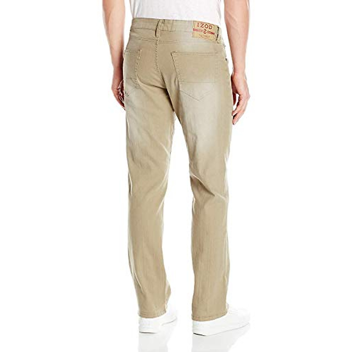 Izod Men's Comfort Stretch Denim Jeans (Regular,Straight, and Relaxed Fit), Khaki, 32Wx32L
