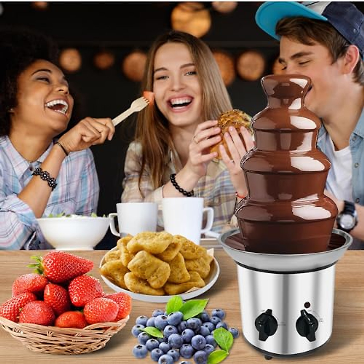 Stainless Steel Electric Chocolate Fondue Fountain Machine 4-Pound Capacity (4 Tier)