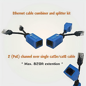 AIMHD 4 Pair RJ45 Ethernet Combiner, Cat5 PoE Splitter, 2-in-1 (2 Cameras Over 1 Cable) Adapter for 8 IP Security Camera NVR Surveillance System