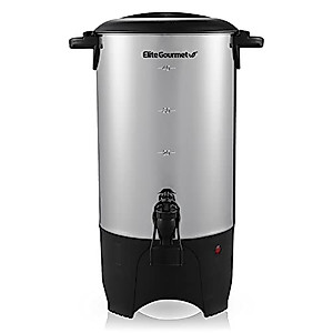 Elite Gourmet CCM-040 40 Cup Electric Hot Water Coffee Brewer Urn, Removable Filter For Easy Cleanup, Two Way Dispenser with Cool-Touch Handles, Stainless Steel