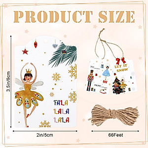 Yeaqee 120 Pcs Nutcracker Christmas Gift Tags with String Holiday Paper Name Tags Nutcracker Favor Tags Hanging Tag Labels for DIY Xmas Present Wrapping Party Decorations(White)