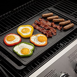 Cuisinart CCP-2000 Reversible Cast Iron Grill & Griddle Cookware Plate, Ribbed Grill & Smooth Flat Top Griddle, Black