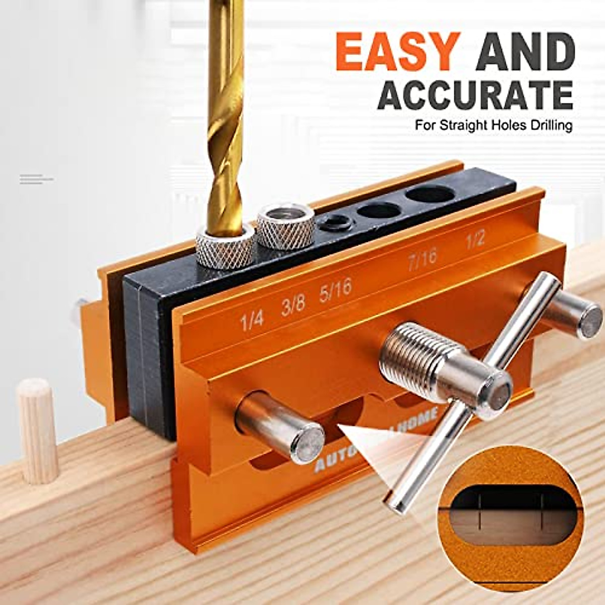 Self Centering Dowel Jig Kit,Drilling Guide Bushings Set Aluminum Alloy Anodized 4 Holes Drill Positioner Puncher Locator Joints Tool For Woodworking