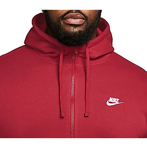 Nike "Sportswear Club Fleece Men's Full-Zip Hoodie (BV2645-690) Pomegranate, Size: Small