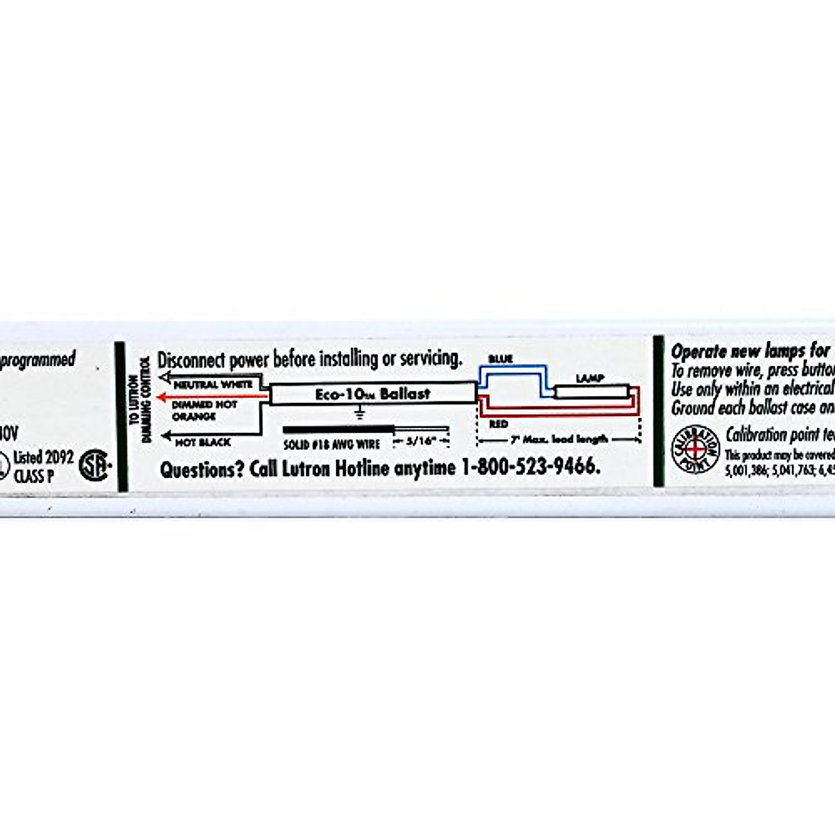 Lutron ECO-T5H39-120-1 ECO-10 T5HO Fluorescent Dimming Ballast, 1 LAMP, 39W