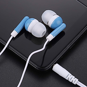 CN-Outlet Wholesale Earbuds Bulk Headphones Individually Bagged 50 Pack for iPhone, Android, MP3 Player for Schools, Libraries, Hospitals (Blue)