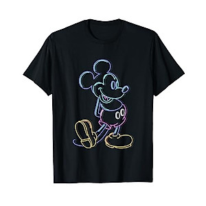 Disney Mickey And Friends Mickey Mouse Neon Line Portrait T-Shirt