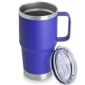 HASLE OUTFITTERS 20oz Tumbler with Handle & Lid, Insulated Stainless Steel Travel Mug, Leakproof Cup for Coffee, BPA-Free Double-Wall Vacuum Tumblers for Hot/Cold Drinks, Commuter, Gym, Office, Blue