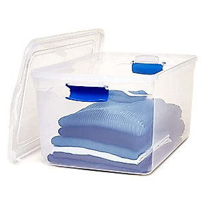 HOMZ 66 Quart Multipurpose Stackable Storage Container Tote Bins with Secure Latching Lids for Home and Office Organization, Clear (2 Pack)