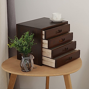 BIZOLE Flat File Cabinet Storage, Desktop Drawer Cabinet - Wooden Desktop Storage Box with Lockable Drawers, Office Supplies A4/Receipt File Organizer, Flat File Cabinet (Size : A)