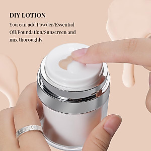 UMETASS 3 Pack 1 oz Airless Pump Jar, Refillable Cream Jar Vacuum Bottle Travel Size Empty Container for Cream and Lotion