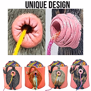 Yarn Bowls for Crocheting Knitted Cat Butt Wool Ornament ABS Craft Knitting Bowl with 5PCS Knitting Needles (Grey)