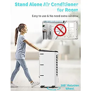 COMFYHOME 3-IN-1 Portable Air Conditioners Windowless, 65° Oscillation Swamp Cooler, 3 Speeds Portable Air Cooler w/Humidifier, Remote & 12 Hours Timer, Evaporative Cooler Cooling Fan for Room Home