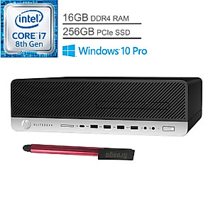 HP EliteDesk 800 G4 SFF Business Desktop Computer_ Intel Hexa-Core i7-8700 up to 4.6GHz, 16GB DDR4, 256GB PCIe SSD, DVDRW_ Wireless WiFi Adaptor_ Windows 10 Pro_ BROAGE 64GB Flash Drive