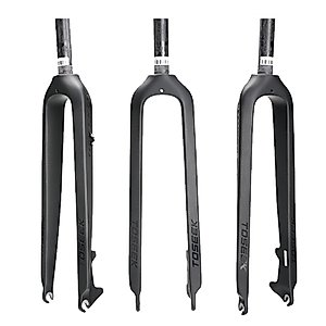 BestParts Toseek MTB Front Fork 1-1/8" Full Carbon Fiber Rigid Disc Brake 3K T800, Threadless Straight Tube Superlight Mountain Bike Forks 28.6mm, 29"