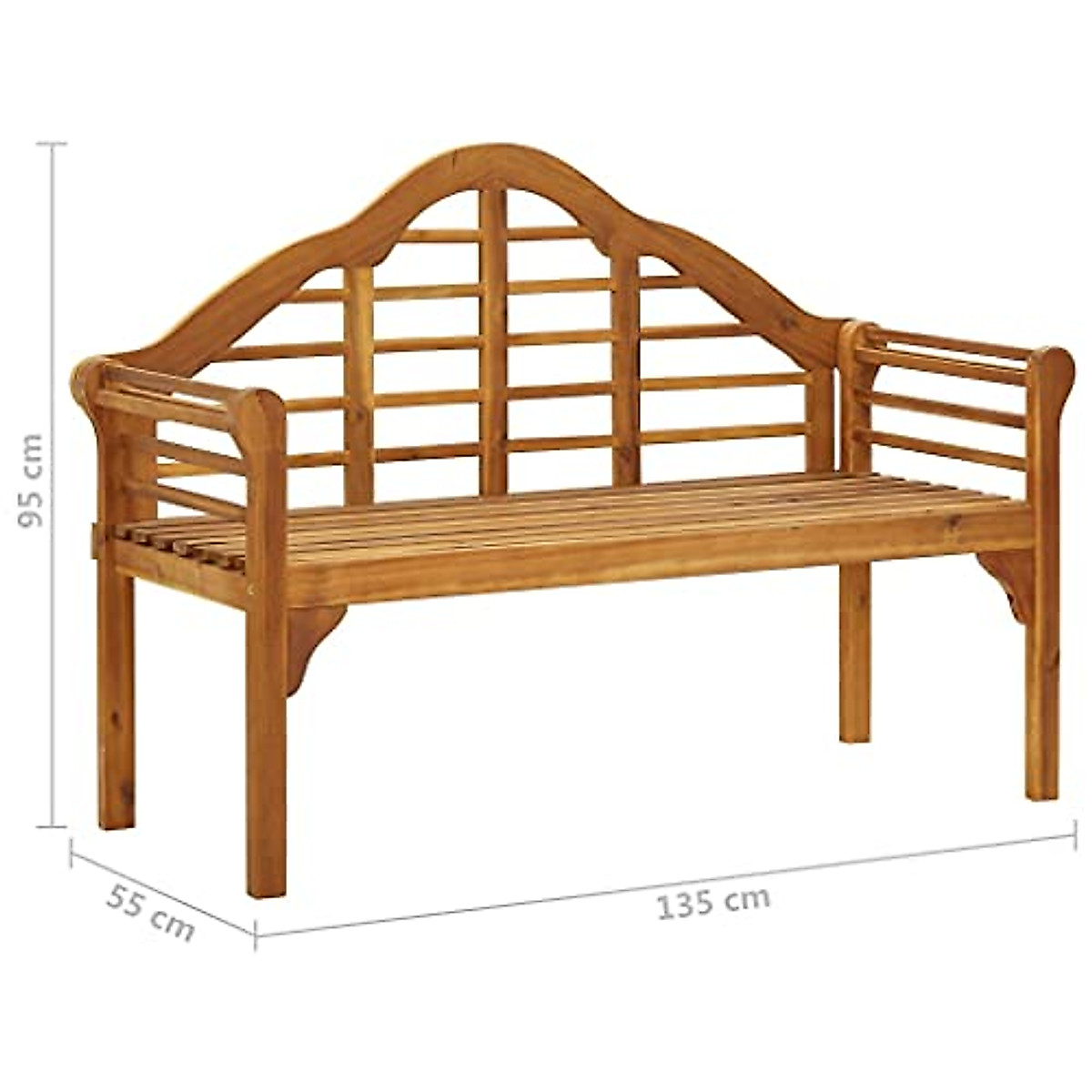 Tidyard Patio Queen Bench with Cushion, Acacia Wood Park Bench, Wooden Outdoor Bench Chair for Entryway Yard Porch Backyard Patio 53.1 x 21.7 x 37.4 Inches (W x D x H)