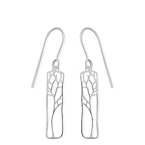 Boma Jewelry Sterling Silver Rectangle Tree Silhouette Dangle Earrings