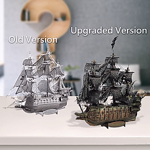 Piececool Metal 3D Puzzles for Adults, Flying Dutchman Pirate Ship Model Kits, 3D Watercraft Model Building Kit, DIY Craft Kits Difficult 3D Puzzles for Family Time, Great Christmas Birthday Gifts