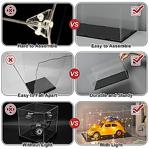 LANSCOERY Acrylic Display Case, Assemble Showcase Display Box for Collectibles, with Dustproof & Seamless Display Design, 6x6x10inch Black Base