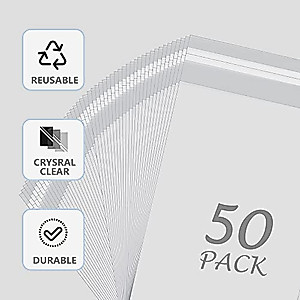 Somime 50 Pack Acid-Free Crystal Clear Sleeves Storage Bags for 8.5x11 Art Prints/Pictures/Photos/Framing Mat Mattes (Bag Size: 9"x11 3/7")