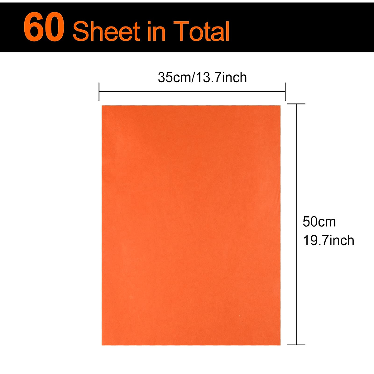MIAHART 60 Sheets Orange Tissue Paper for Gift Wrapping Halloween Tissue Paper Bulk for Packaging Floral Birthday Christmas Halloween DIY Crafts Pompoms