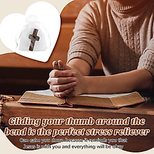 Handmade 3Pcs Pocket Cross My Heart with Organza Bags - Stress Relief Fidget Toy for Christian, Pocket Prayer Cross, Religious Easter Day Gift Set