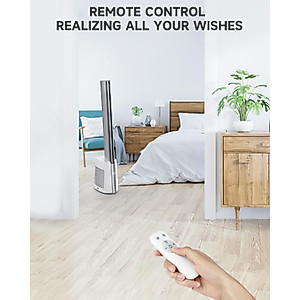 Gimify 40'' Bladeless Tower Fan for Home with Remote Control, Quiet 120° Oscillating Fan with 3 Modes 12 Wind Speeds,12H Timer, Standing Fan with HEPA Filter 99.97% Smoke Dust for Bedroom Office