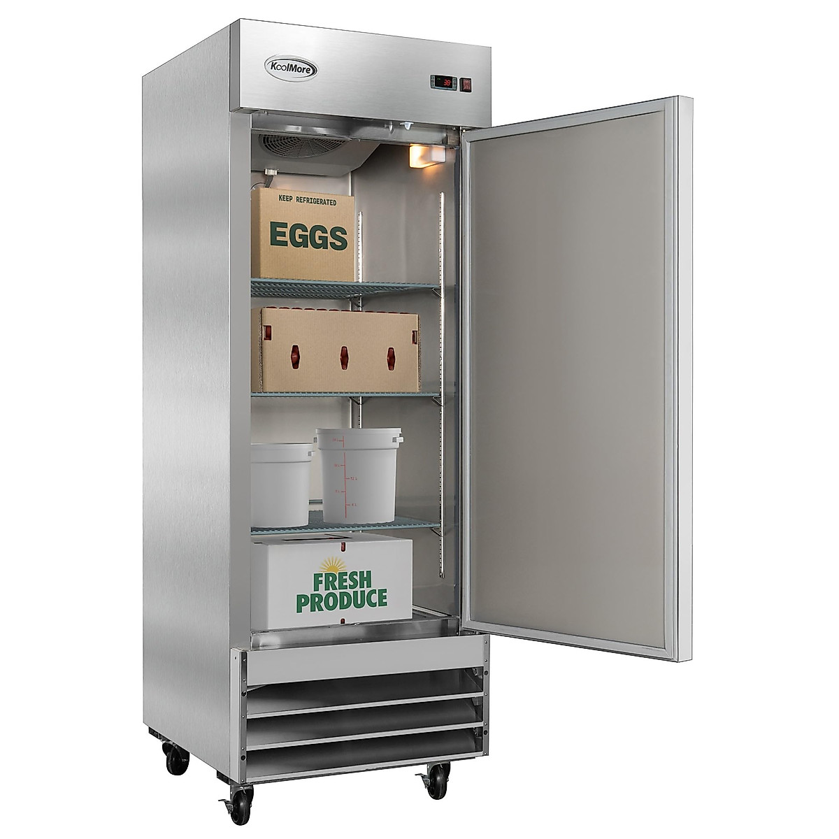 KoolMore RIR-1D-SS 29 in. One Door Commercial Reach-in Refrigerator, 23 cu. ft. ETL Listed in Stainless-Steel
