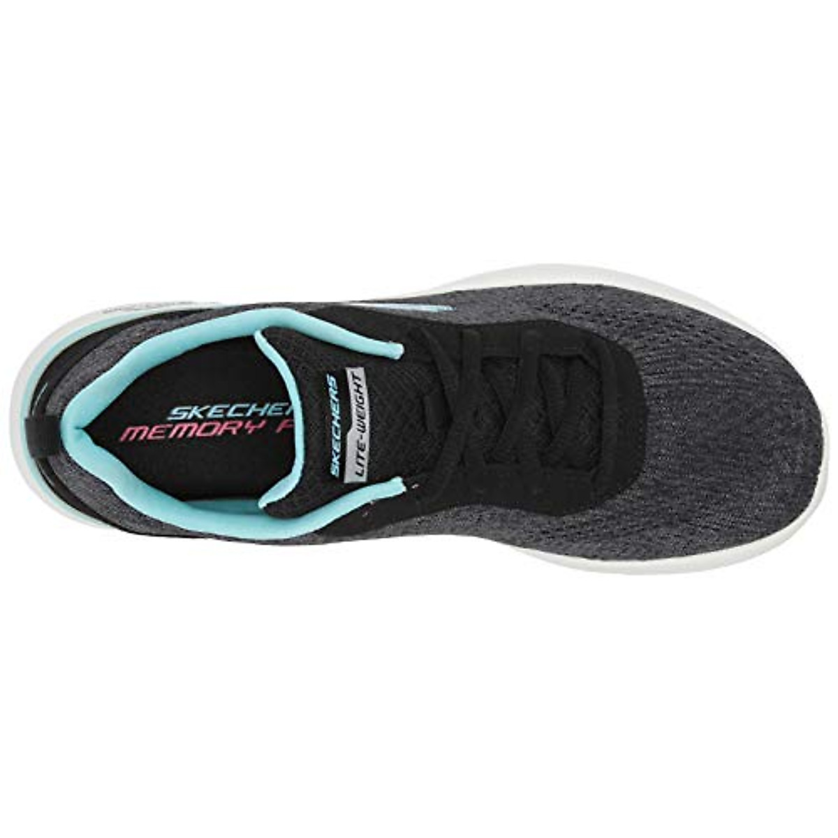 Skechers Women's Skech-Air Dynamight - Top Prize Sneaker, Black/Turquoise, 7 W