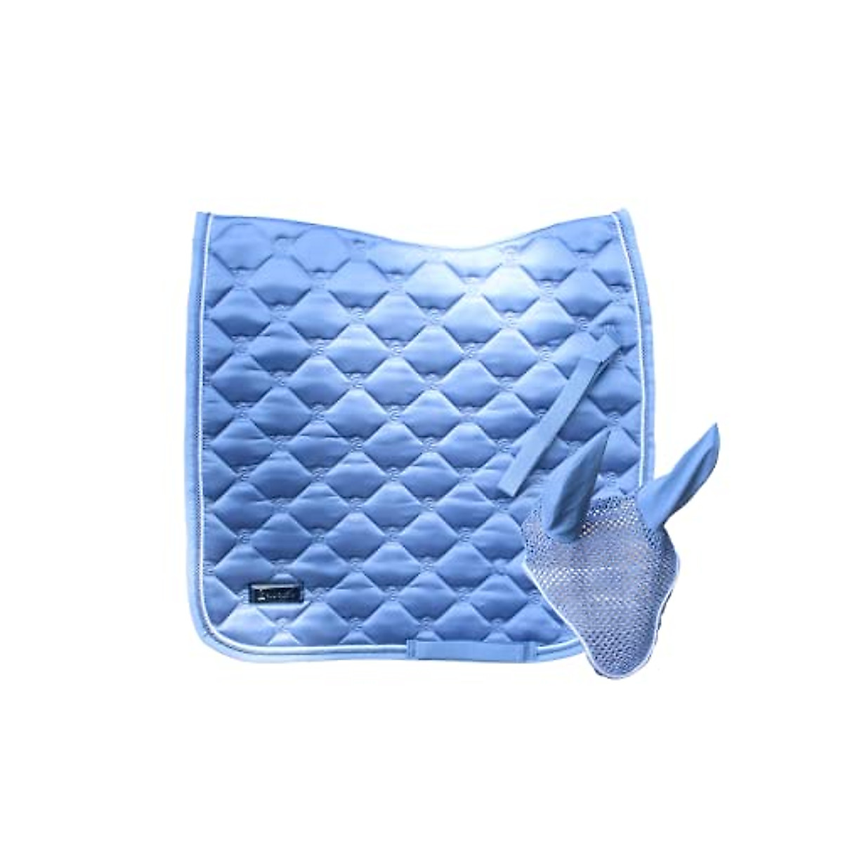 Tack Shack of Ocala Cavallo Hanaya Dressage Pad with Matching Hedda Fly Bonnet, Saddle Pad, Saddle Pads for Horses, English Saddle Pad, Fly Bonnet, Fly Bonnets for Horses, Pet Supplies (Stormblue)