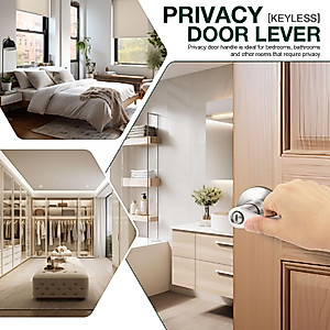 GOBEKOR 10 Pack Privacy Door Levers Bedroom Door Handle with Lock Satin Nickel Interior Door Handles Keyless Door Lock Wave Bed/Bath Lever