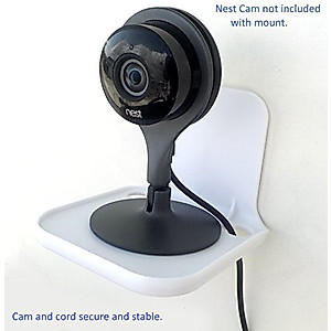 eLhook Made in USA White Stick-On Removable Adhesive Floating Wall Shelf 2 Pack with Cable Management | Small Electronics | Durable Textured ABS Plastic with Lipped Edges