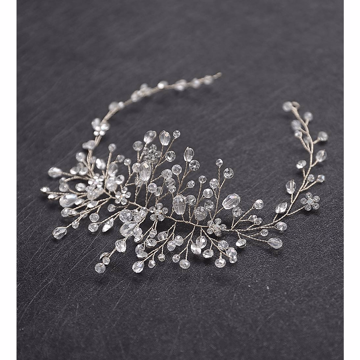 Denifery Crystal Headband Bridal Hair Piece Bridal Hair Accessories Bridal Hair Vine Wedding Headpiece Hair Pieces Wedding Hair Piece Wedding Hair Accessories (Silver)