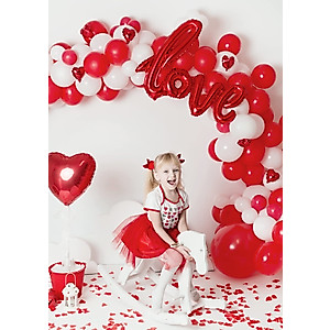 FOTIOMRG 120pcs 5 inch Red Balloons, Small Red Latex Party Balloons Helium Quality for Birthday Graduation Baby Shower Valentines Christmas Wedding Party Decorations (with Red Ribbon)
