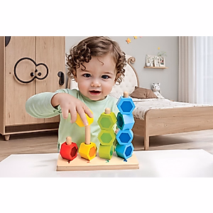 Hape Wooden Counting Stacker Block Set| Number Puzzles Counting Stacking Game for Toddlers 1Y+