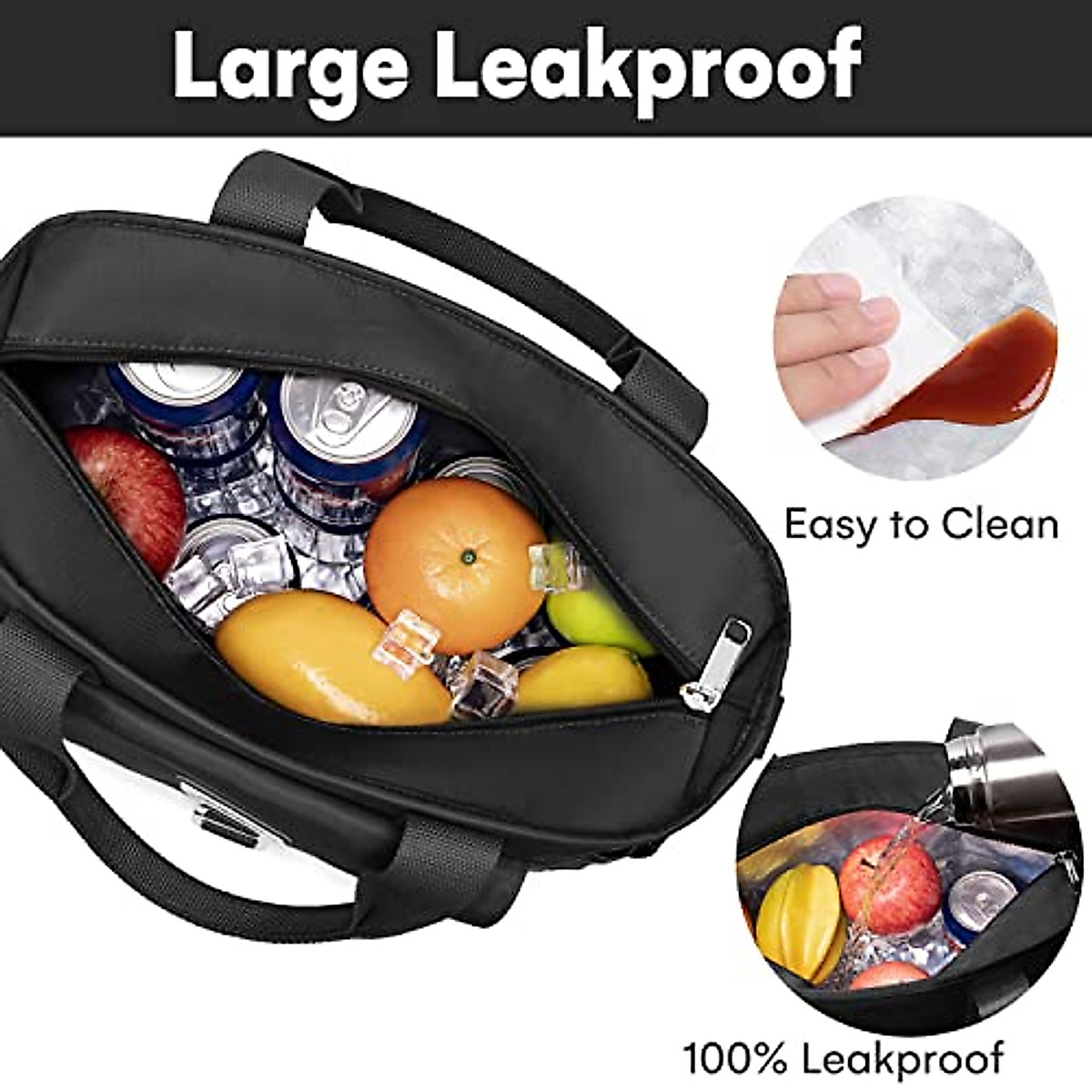 Artelaris Lunch Bag for Men Women, Large Lunch Box Tote for Work, Adult Insulated Leakproof Cooler Bag with Side Pocket & Adjustable Shoulder Strap Lunch Purse,Lunchbag for Picnic Hiking School Beach