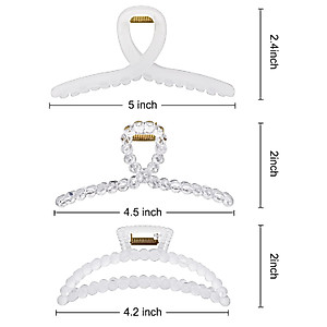 Hair Claw Clips, Nonslip Matte Clear, Large for Thick Hair, Strong Hold Jaw Clamps, Butterfly Hairpins Fashion Accessories for Women (3 Pack)